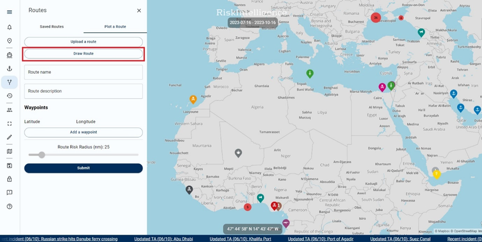 How to draw a voyage route